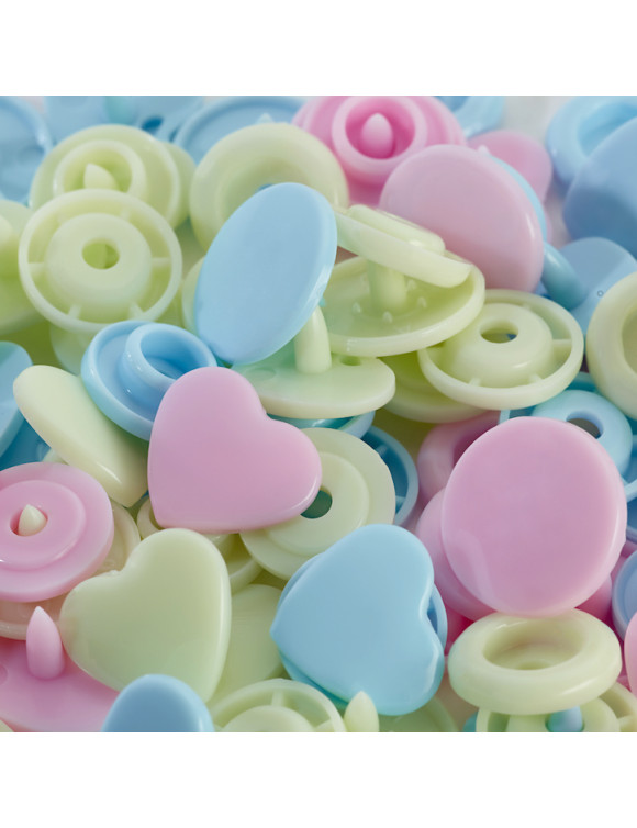 30 set Snap buttons in plastic Prym 12,4 mm - "Love" pastel
